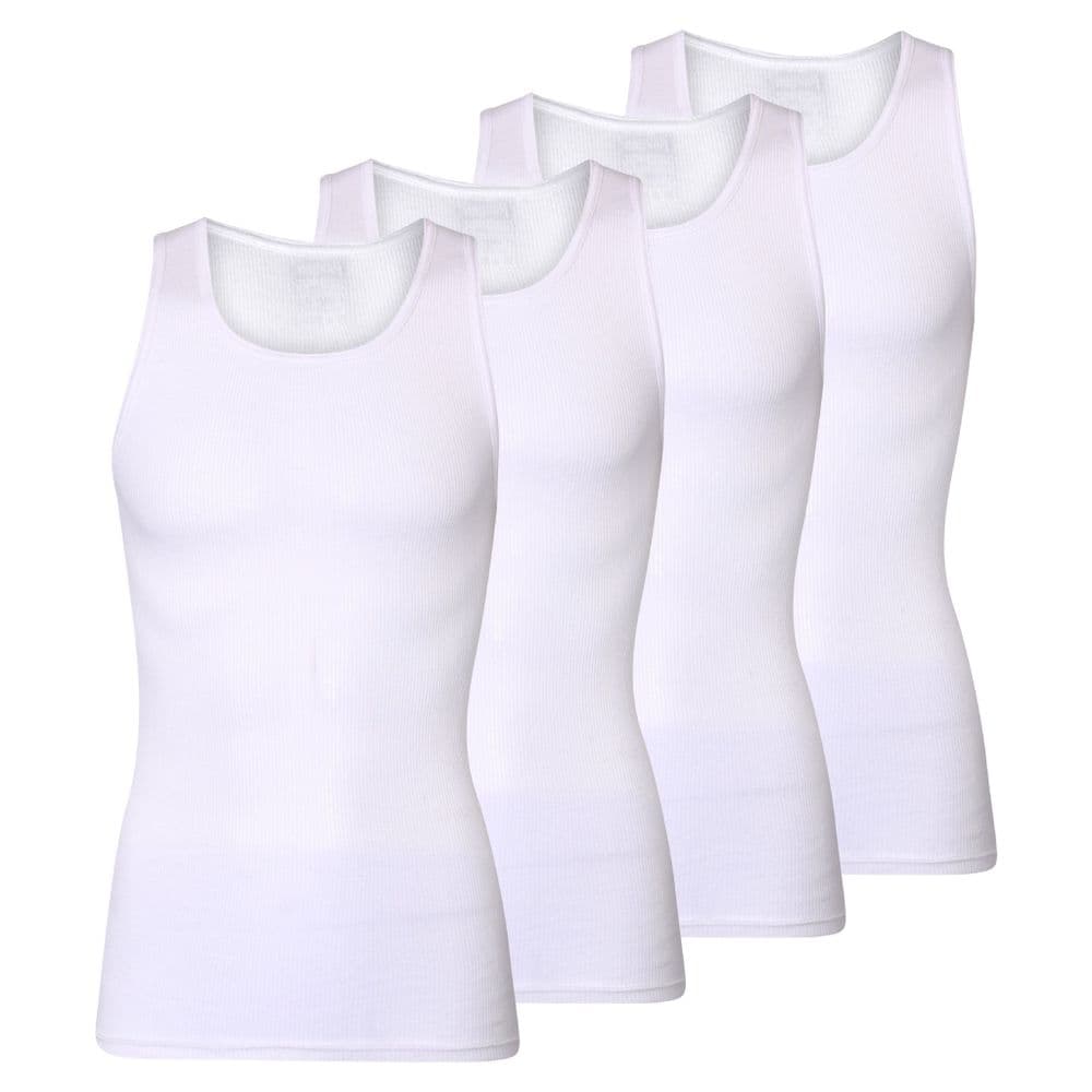 Mens white rib vest