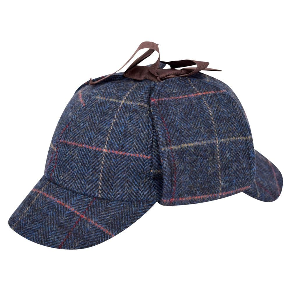 Navy Check Herringbone Deer Stalker Hat