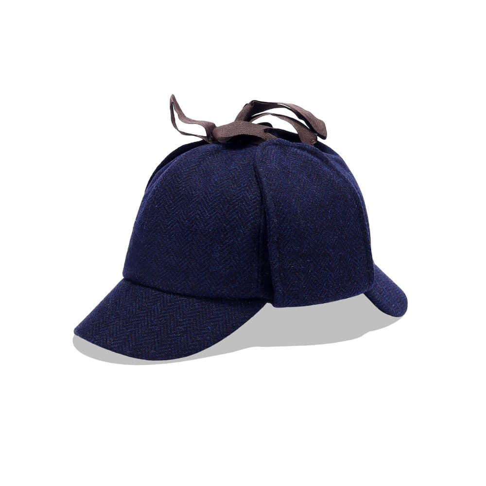 Navy Herringbone Deer Stalker Hat