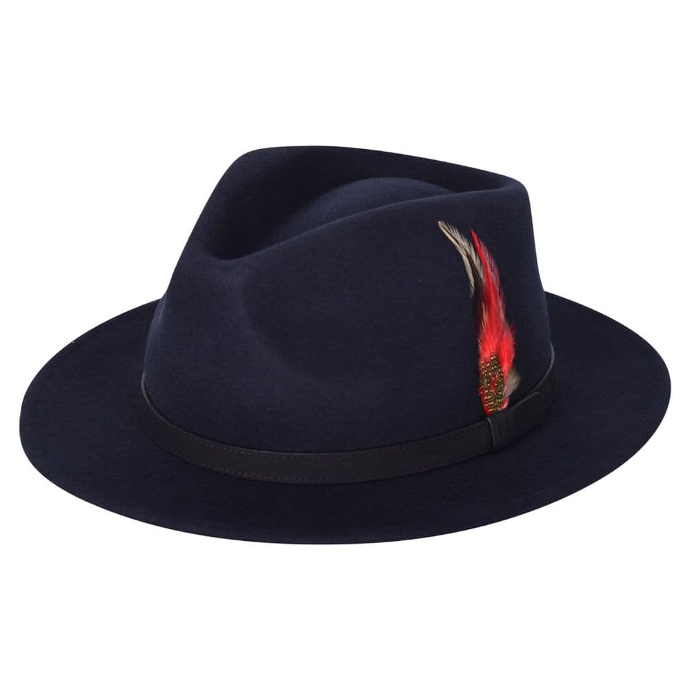 navy wool fedora hat