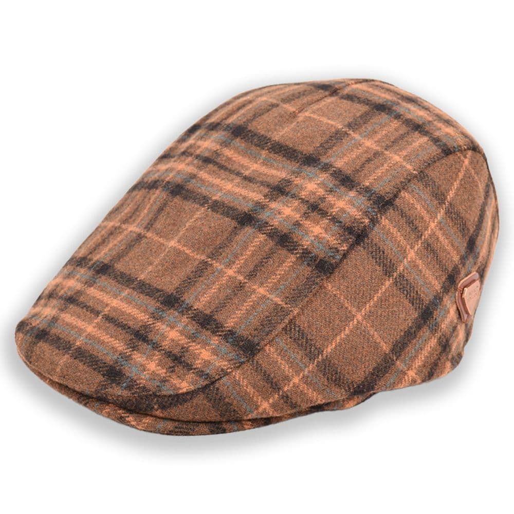 One Size showerproof Men Check Brown Flat Hat