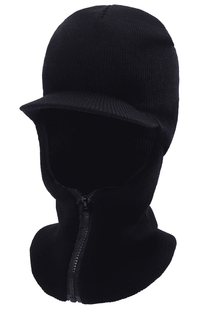 Open face Peak knit zipper balaclava