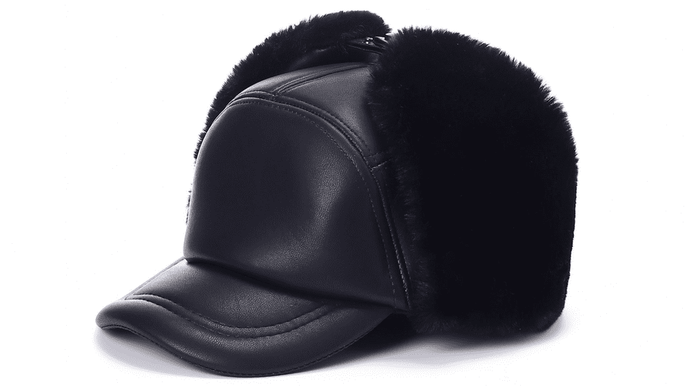 Plain Black PU Fur cap