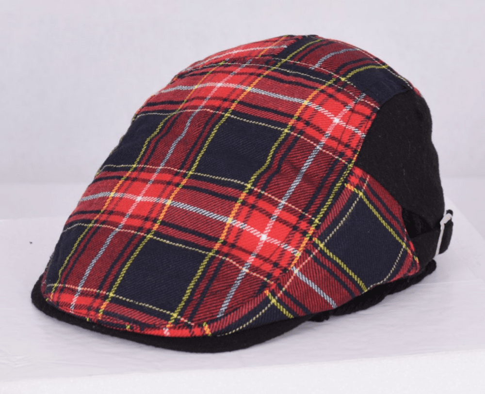 Scottish Check Buckle Flat Hat