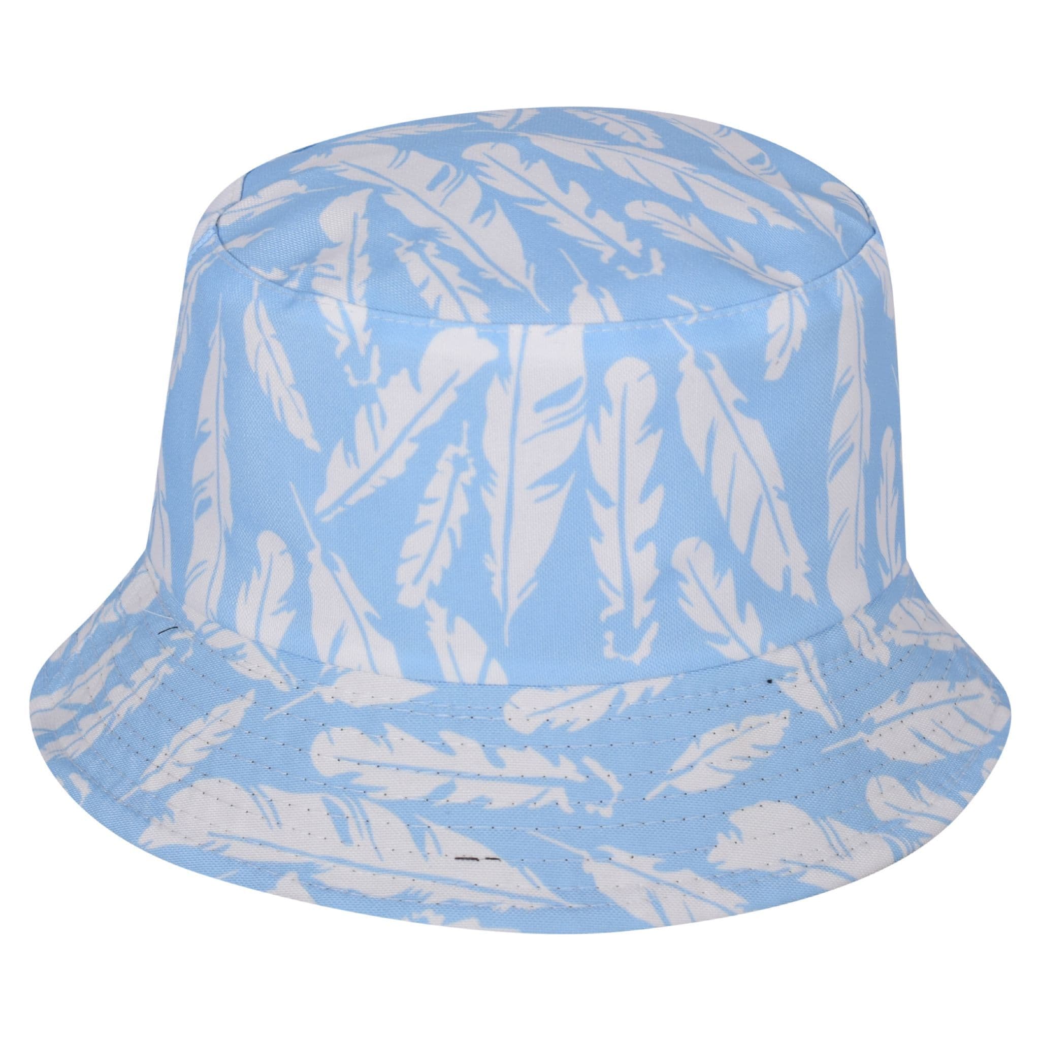Sky blue bird leaf bucket hat