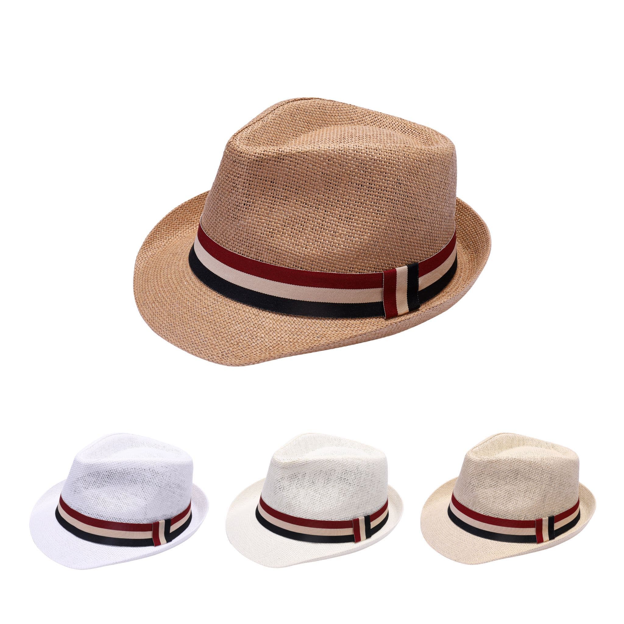 Straw double band trilby hat