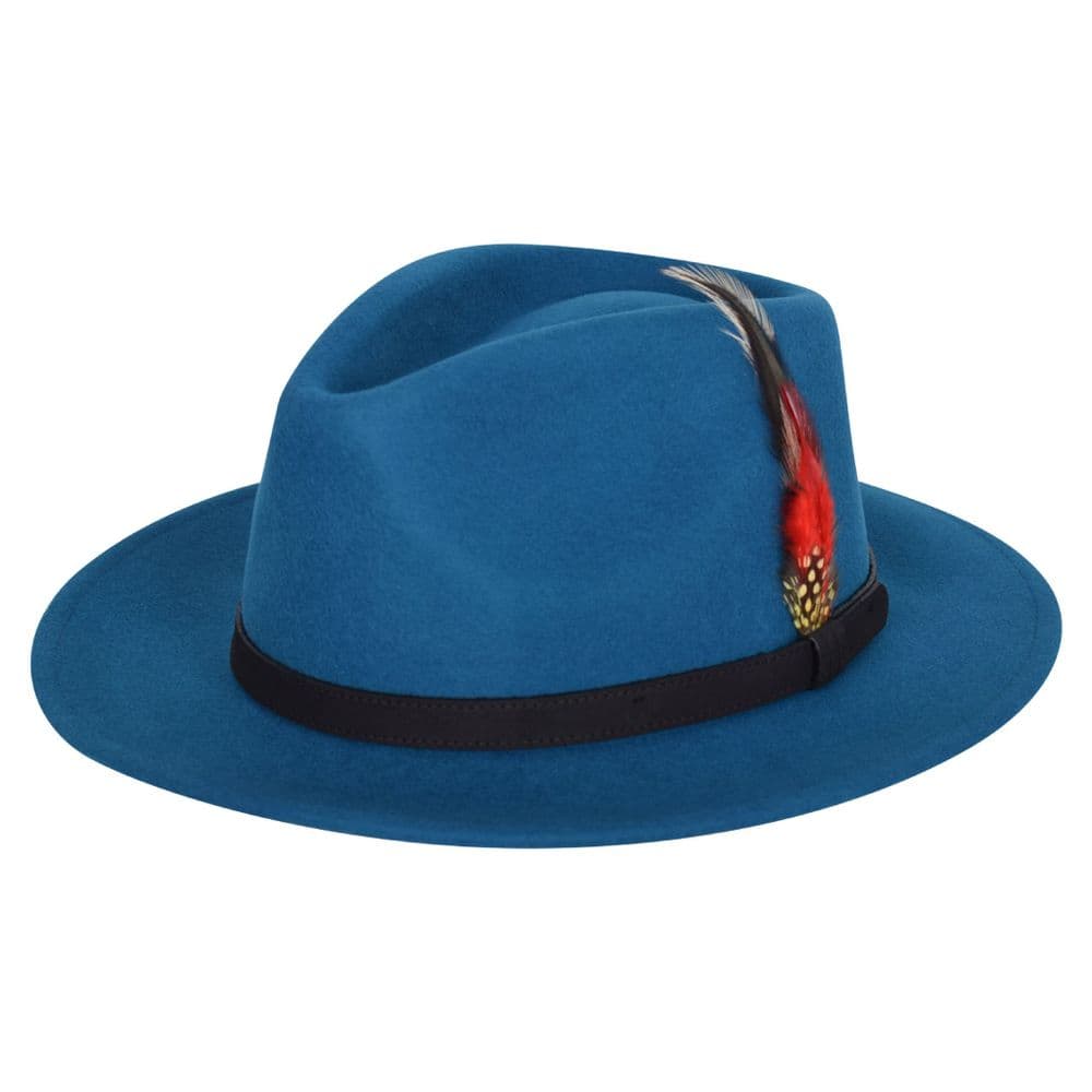 Teal Fedora wool Hat