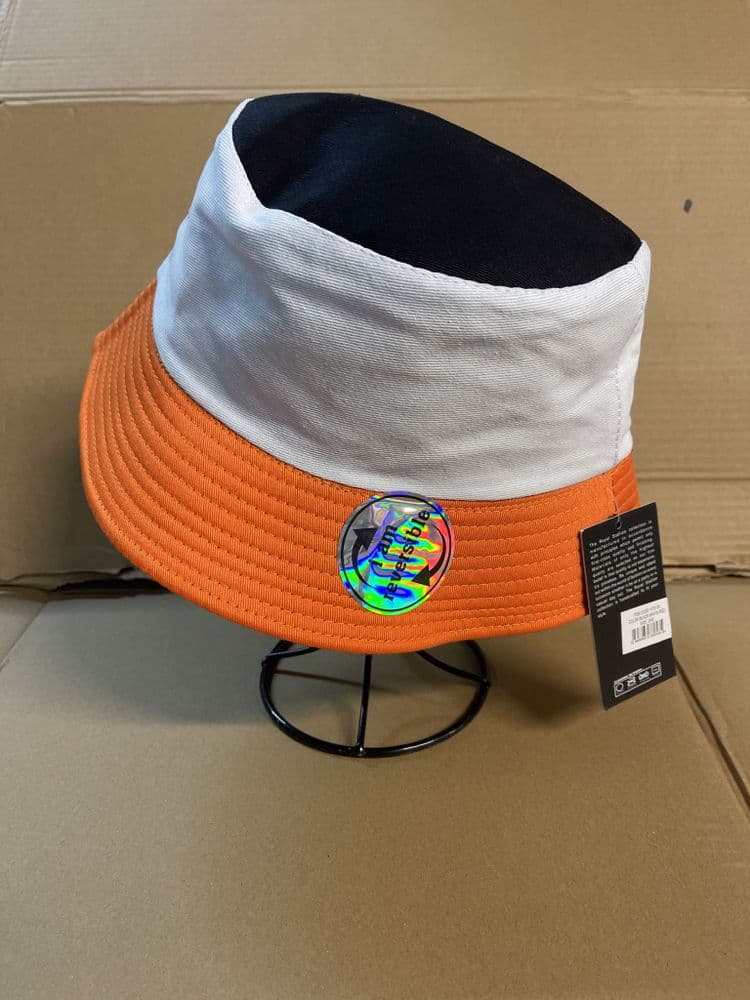 Tri colour bucket hats black/white/orange
