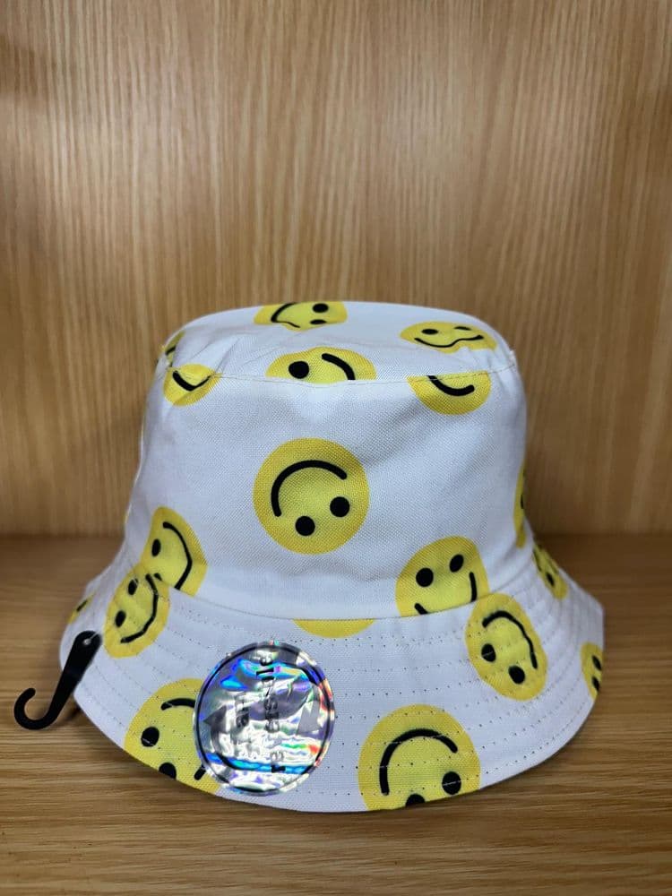 White-Yellow Smiley Bucket Hat