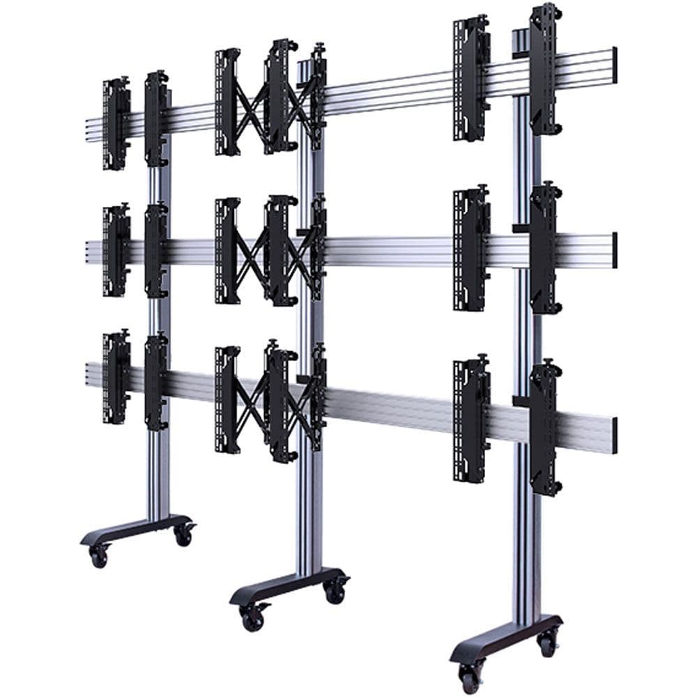 B-Tech System X Universal Mobile 3x3 Videowall Stand For 60in Screens