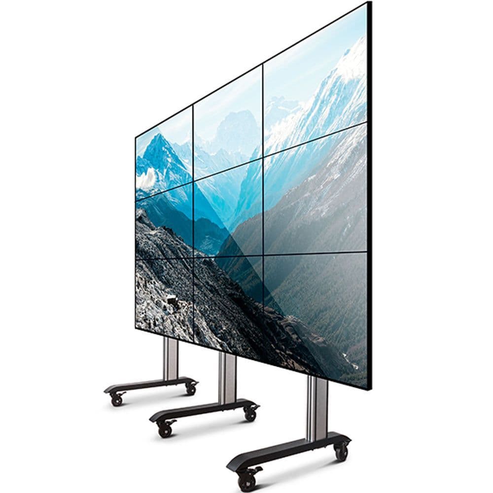 B-Tech System X Universal Mobile 3x3 Videowall Stand For 60in Screens