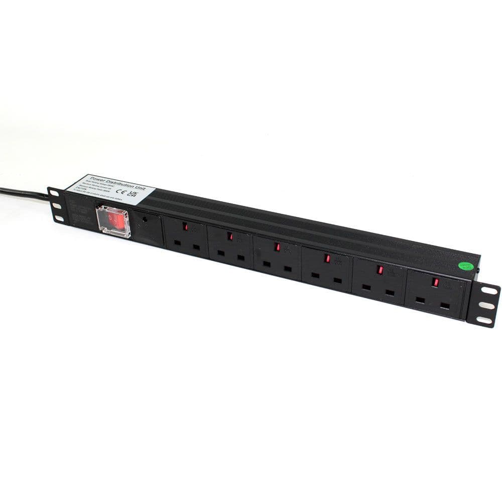 Clear Flow 1U 19" 6-Way Switched Socket PDU with Surge Protection