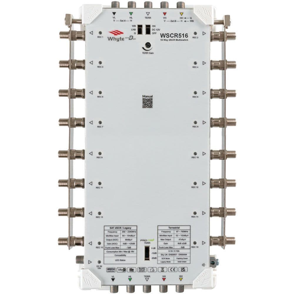 Whyte 5 Wire 16 Way SkyQ dSCR Cascadable Multiswitch
