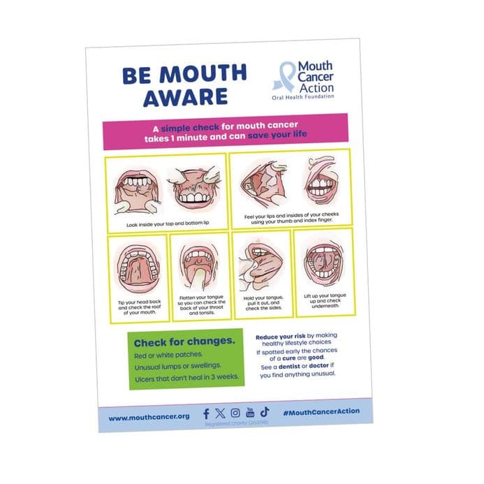 Mouth Cancer Self-Examination Poster A2