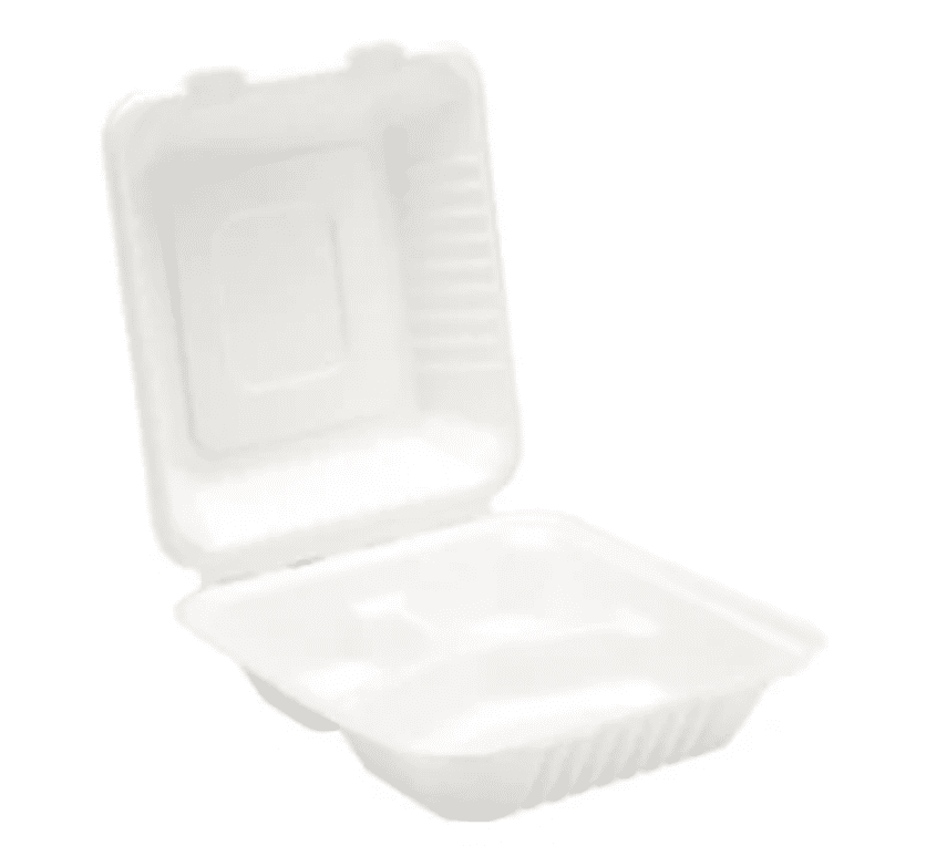 9& x22; Bagasse White Lunch Box Clamshell 3 Compartments - Takeaway ...