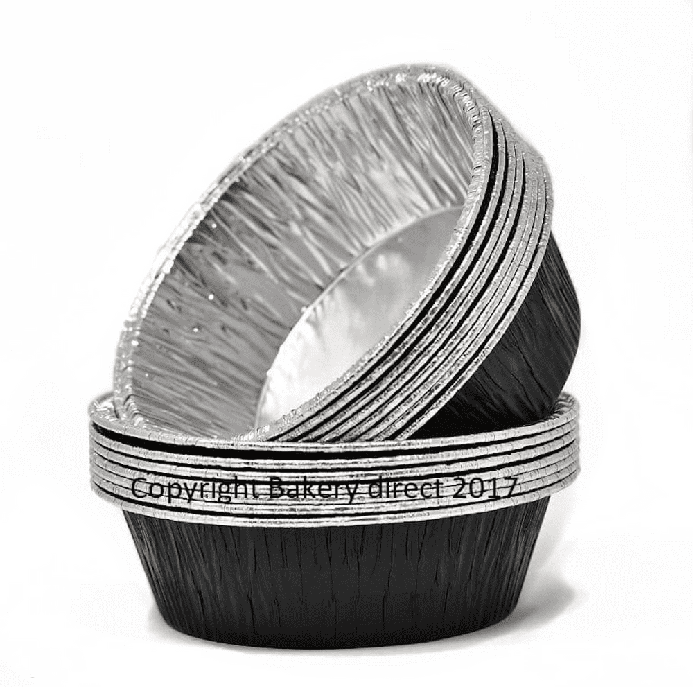 Black Round Lacquered Individual Pie Foils New Size