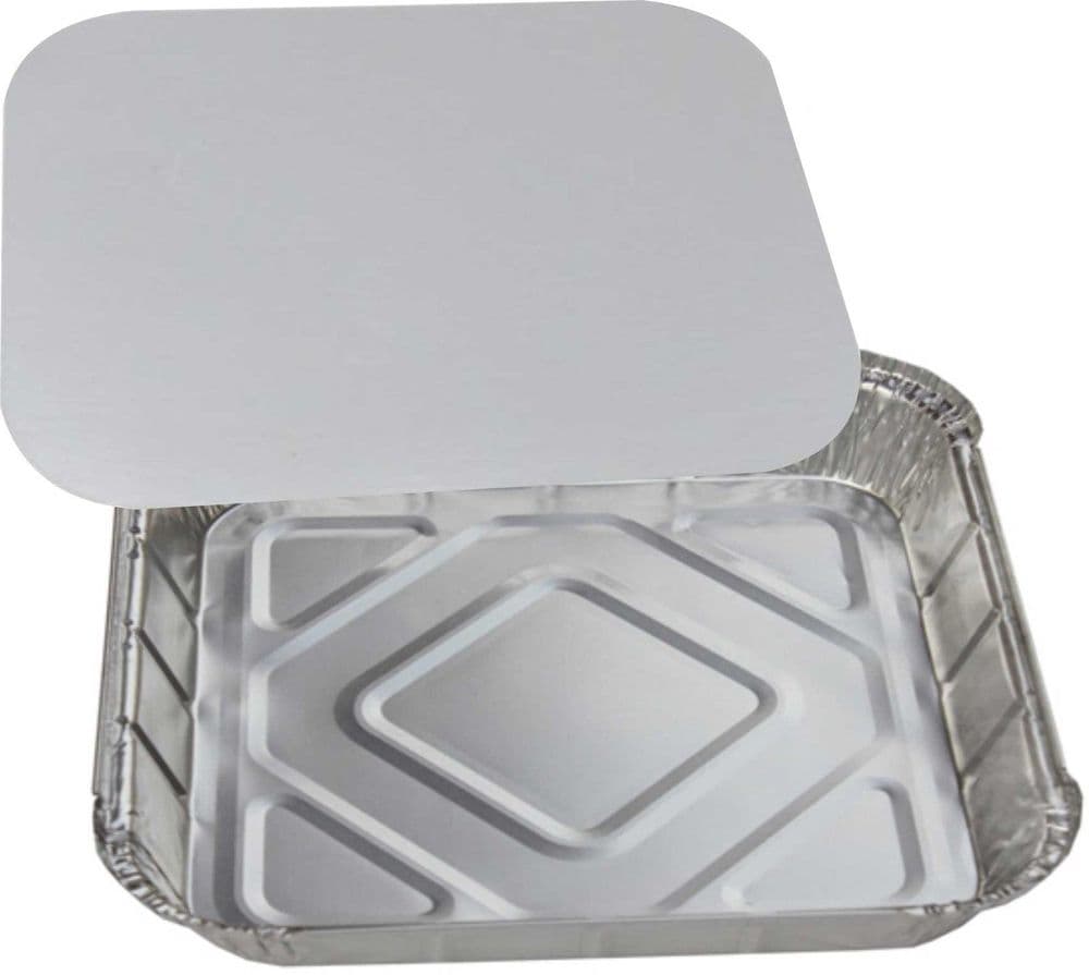 Square Foil Food Trays With Lids 9" x 9"x 2" - Choose Your Amount
