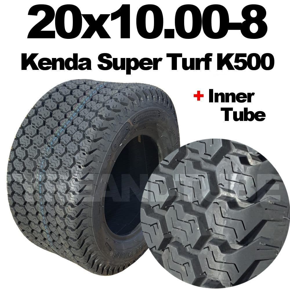 20x10.00-8TYRE MOWER TYRE & TUBE SET KENDA K500 SUPER TURF