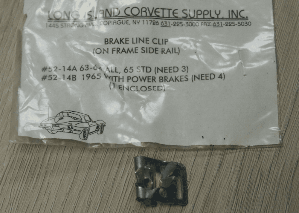 1963-1965 C2 Corvette Brake Line Clip On Frame Side Rail 52-14A New