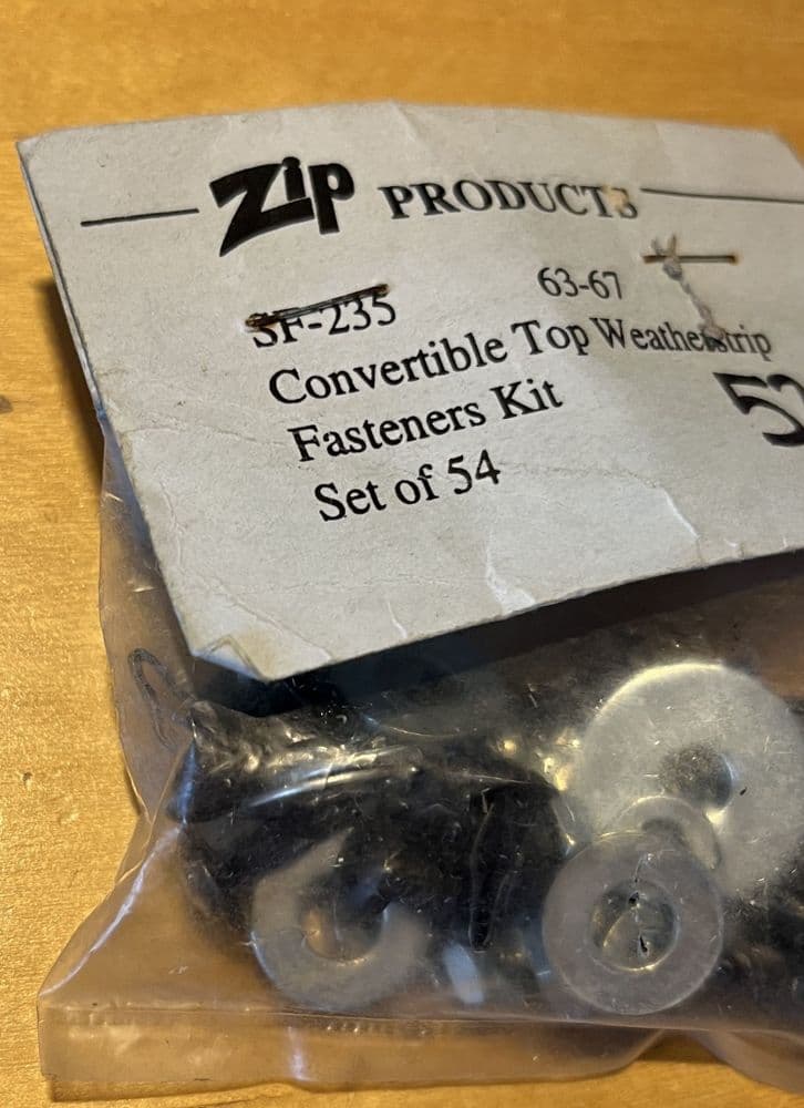1963-1967 C2 Convertible Top weatherstrip FASTENER KIT