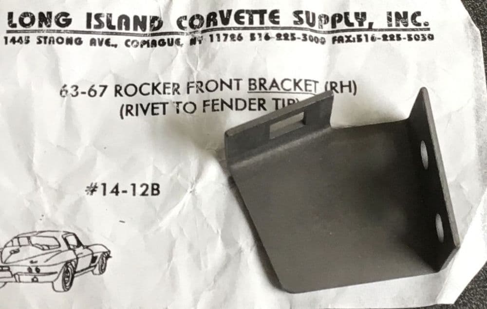 1963-1967 C2 Corvette Rocker Panel FRONT BRACKET RH LIC 14-12B new