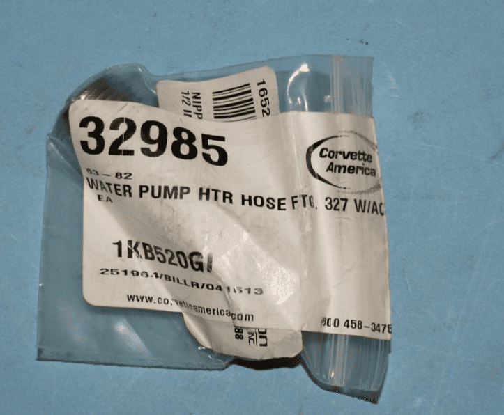 1963-1982 Corvette C2 C3 Water Pump Heater Hose Fitting w/ Air Con ...