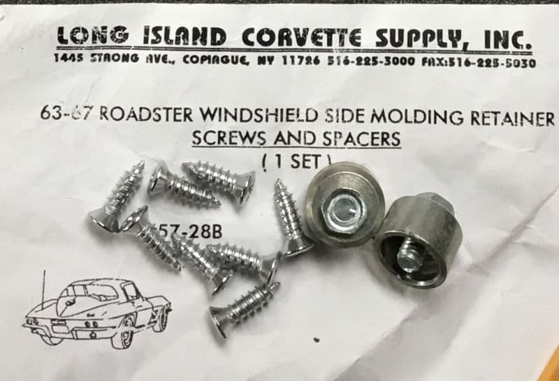 1963-67 convertible Side Windshield Molding Retainer SCREWS &SPACERS new
