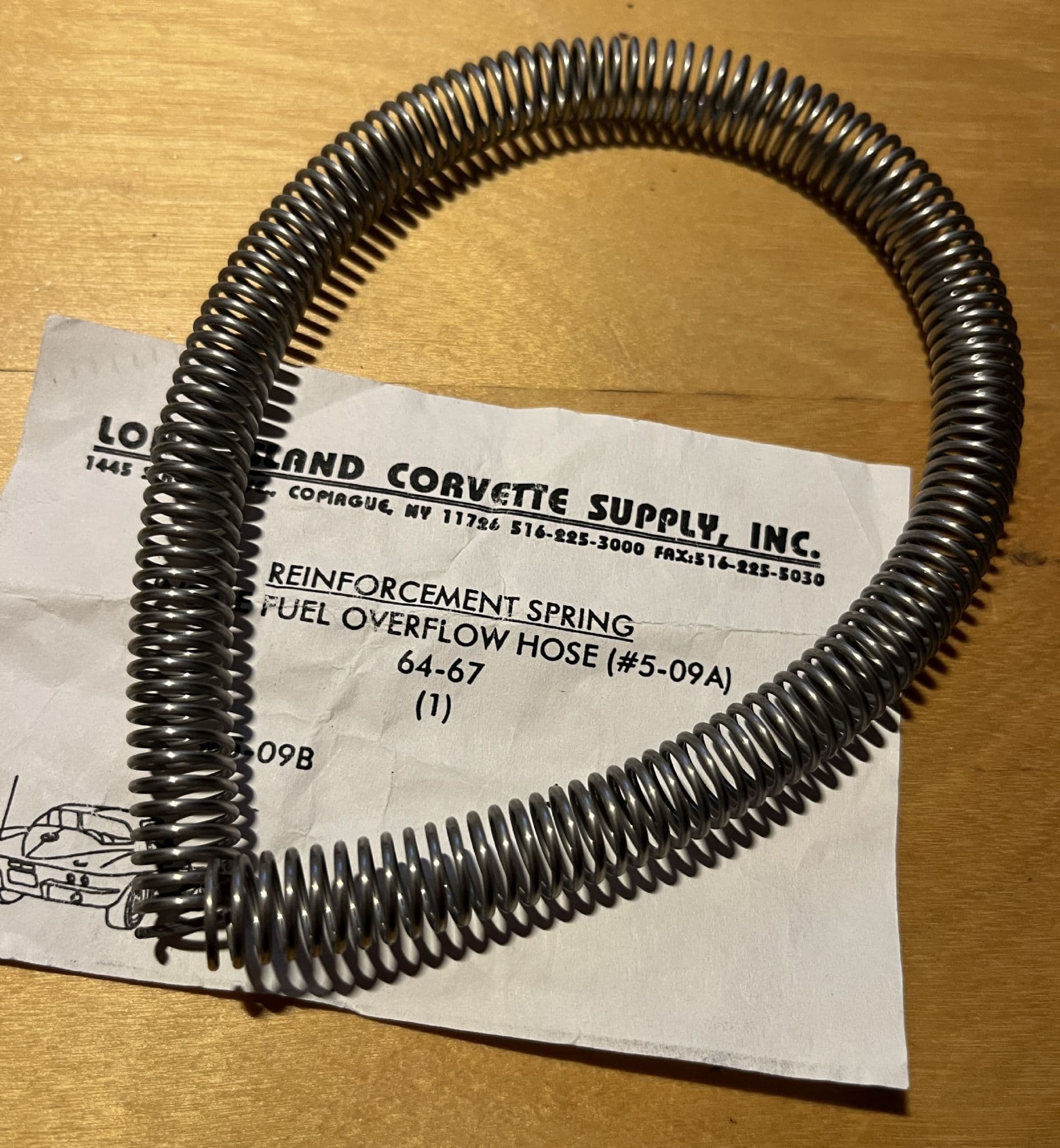 1963-79 C2 C3 Gas Neck Overflow Hose REINF SPRING New