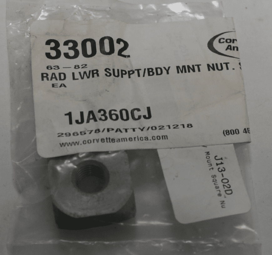 1963-82 C2 C3 Corvette Radiator Lower Support/Body Mount Nut 33002 New
