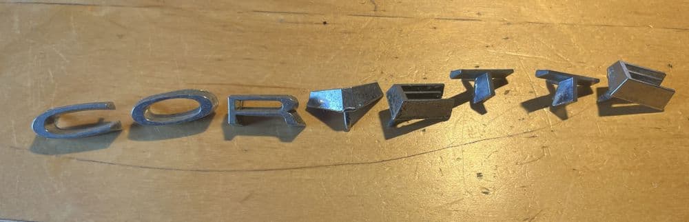 1968-1973 C3 Corvette rear panel emblem LETTERS GM 3927979 patinated ...