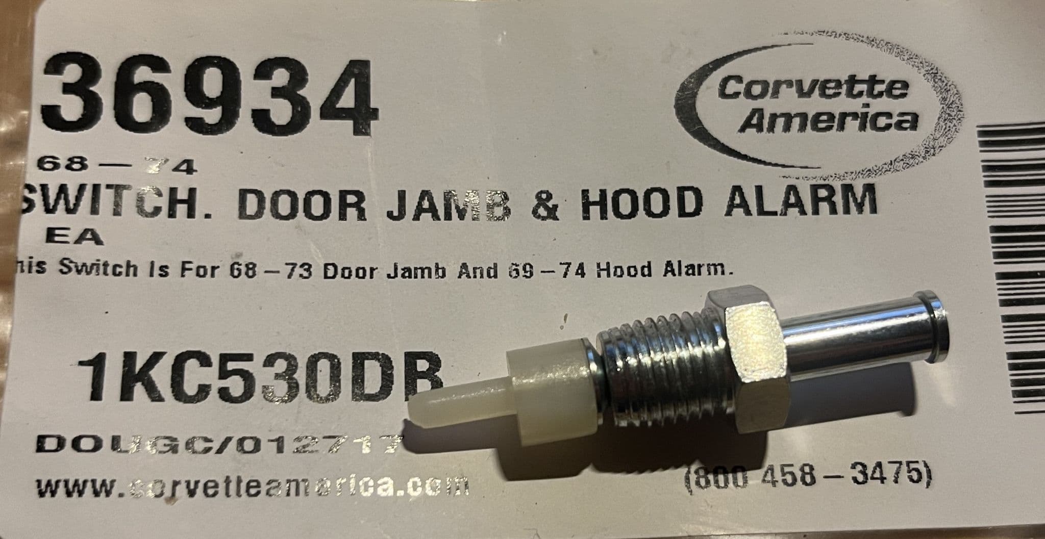 1969-74 C3 Corvette Door Jamb & Hood Alarm Switch 36934 New