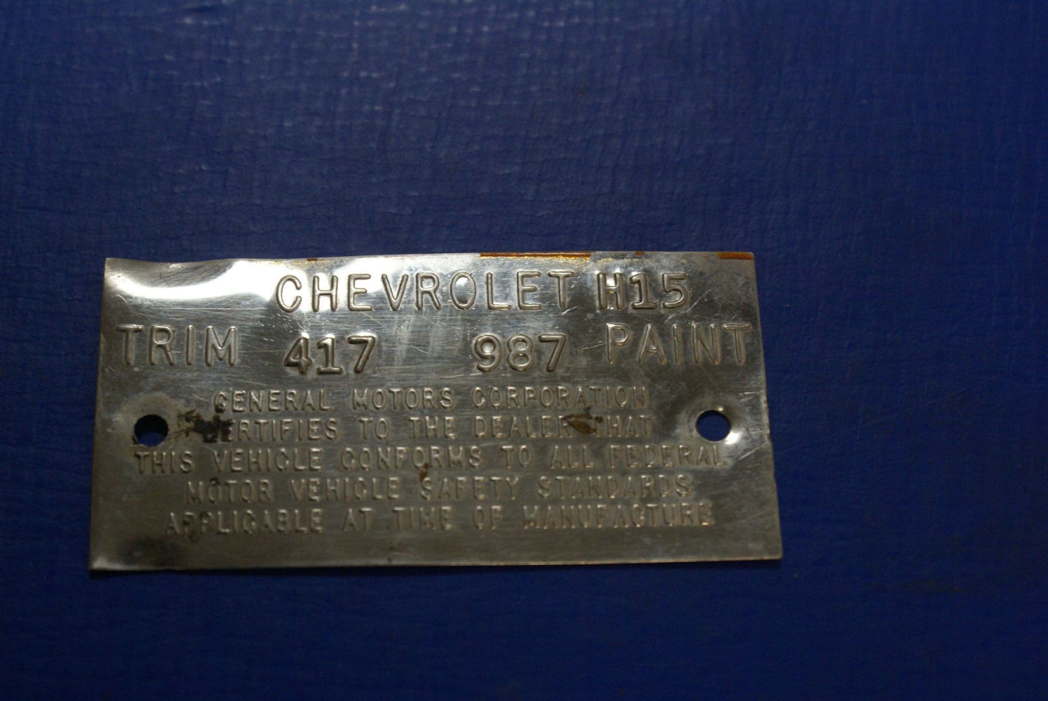 1971-1972 Trim Tag Original Used