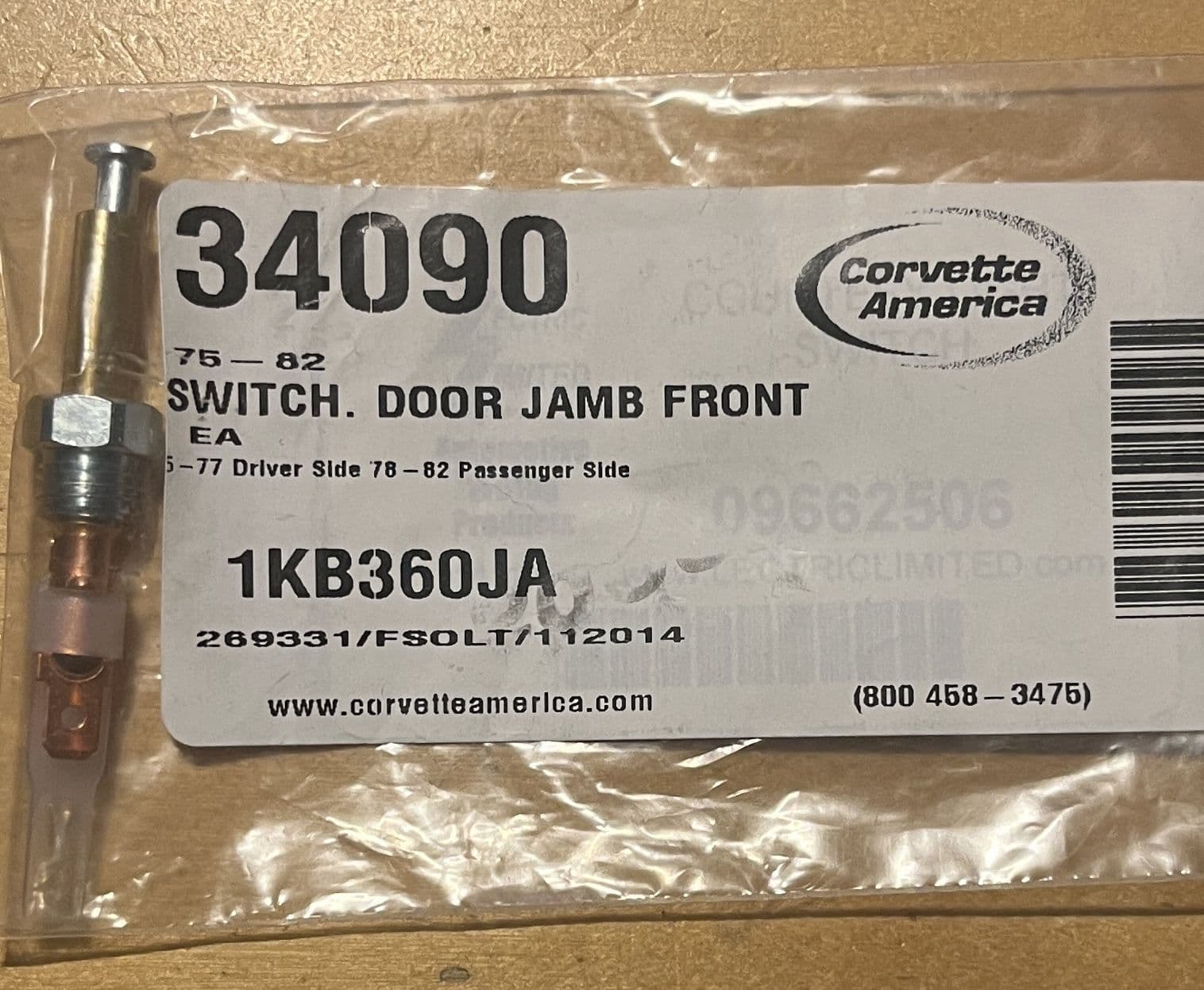 1975-82 C3 Corvette Door Jamb Switch 34090 New