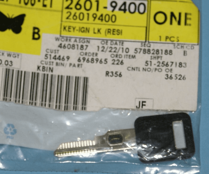 1986-1996 Corvette C4 Single Sided VATS Key 10 3 72 GM 26019400