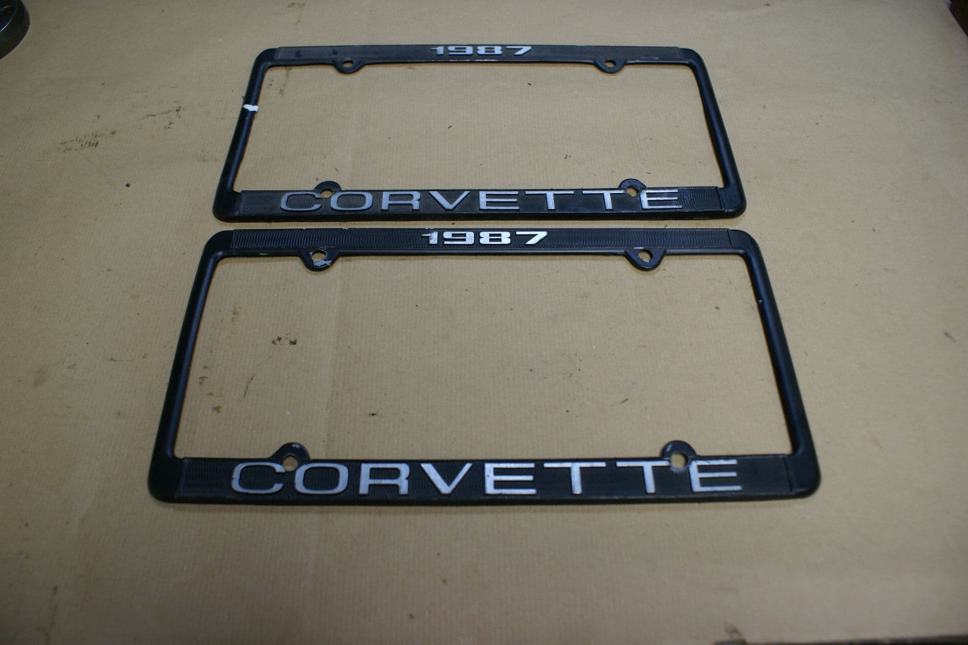 1987 C4 Corvette Pair of Licence Plate Surrounds 6" x 12" Metal Used