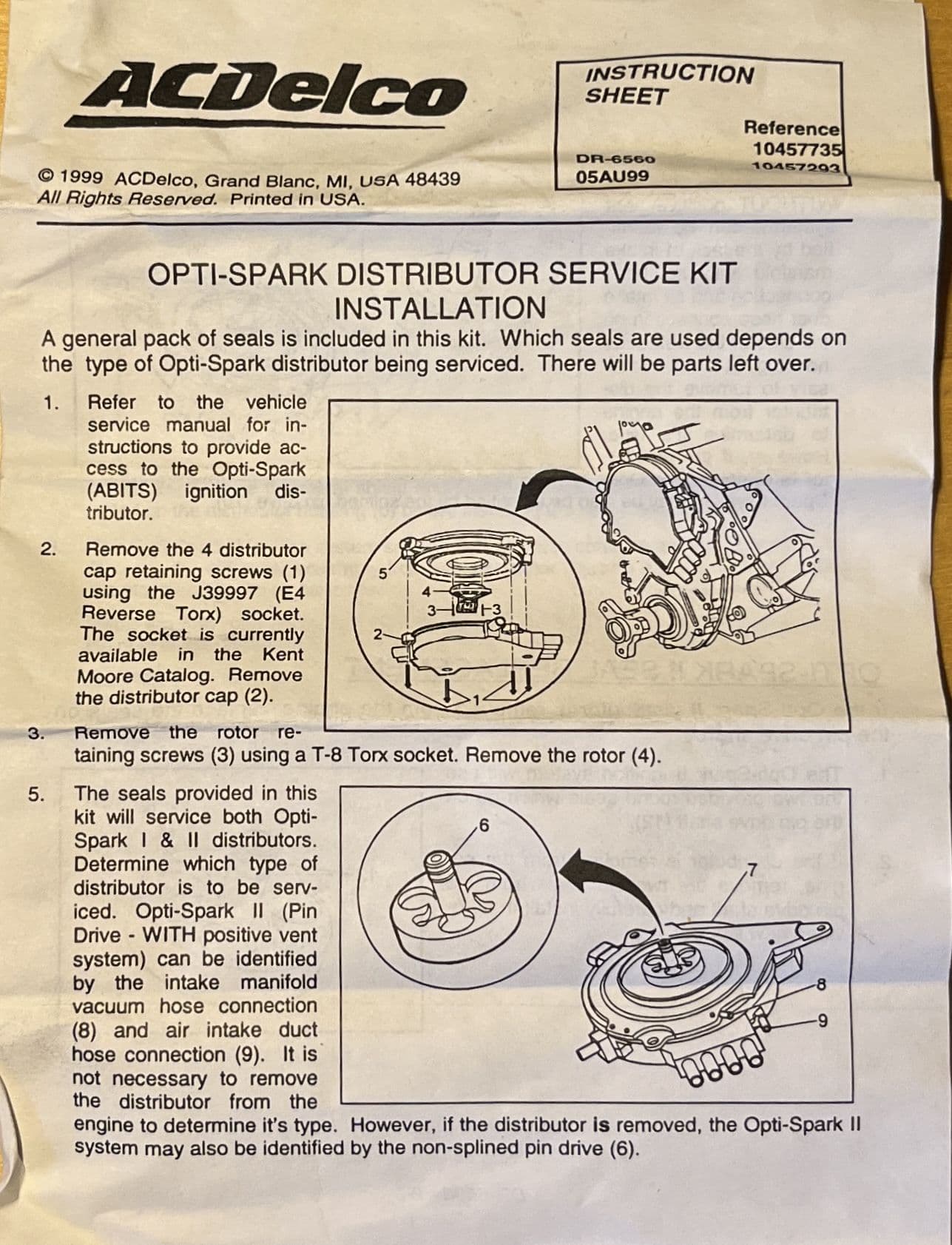 1993 1994 Corvette Camaro Firebird C4 OPTISPARK Kit AC Delco D327A 10457735