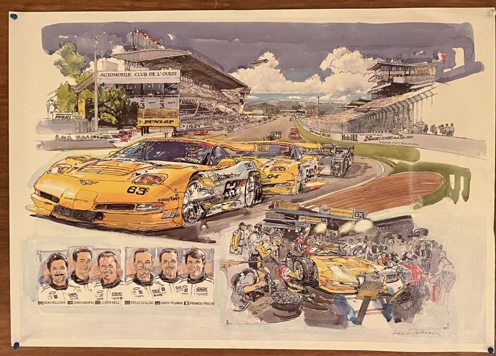 2000 LE MANS Corvette C5R Ken Dallison poster 31"x 22" 79x56cms "His ...