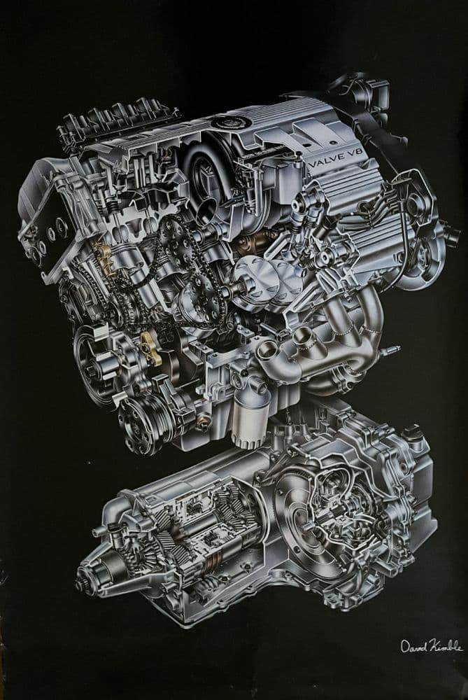 2002 DAVID KIMBLE Cadillac Northstar Cutaway poster 24"x 36" 61x92cms