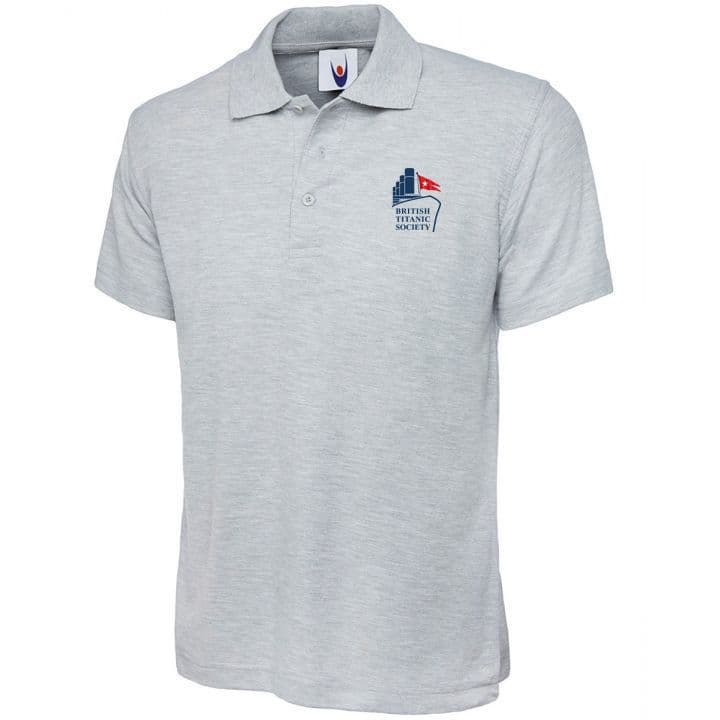 BTS Embroidered Pique Polo Shirt in Heather Grey