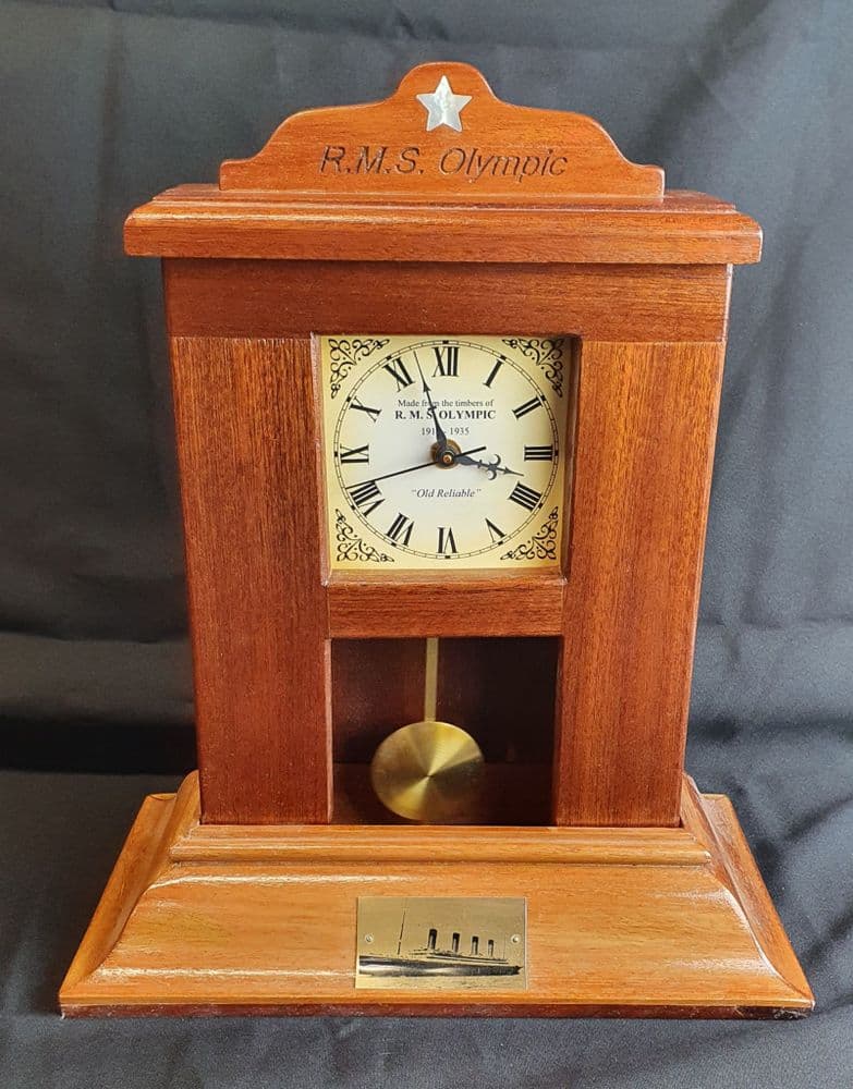 Original RMS OLYMPIC / TITANIC Wood Pendulum-Style Clock