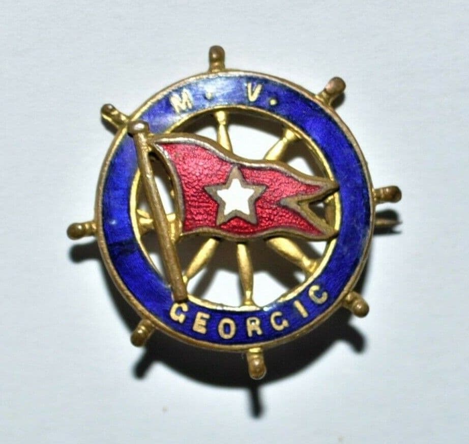 Original White Star Line MV Georgic Pin Badge/Brooch