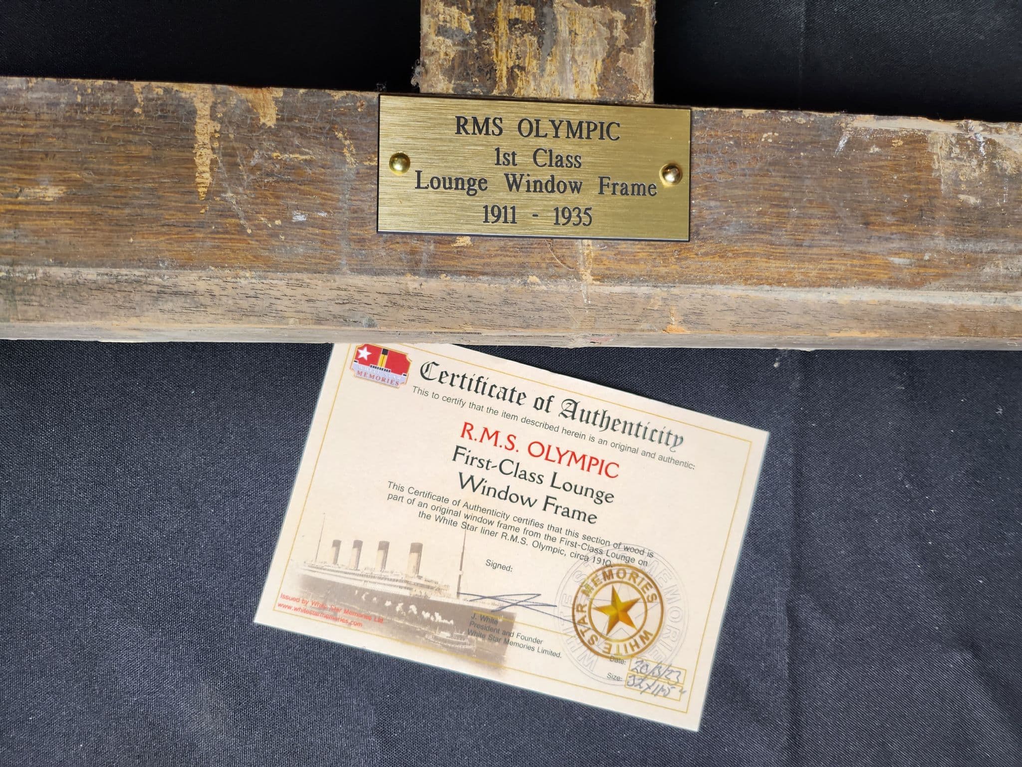 RMS Olympic 1st Class Lounge Window Frame Section