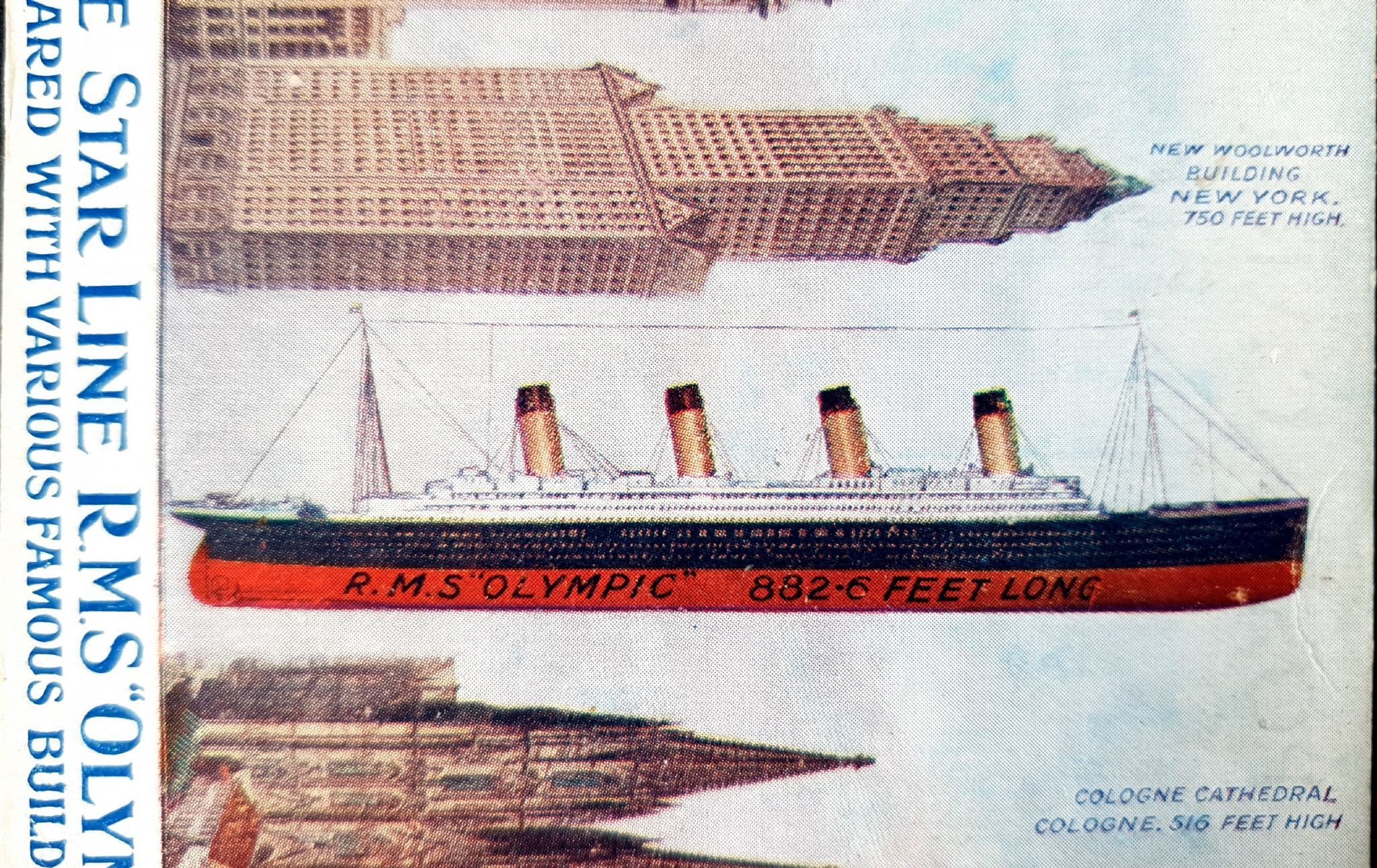 RMS Olympic Comparison Postcard