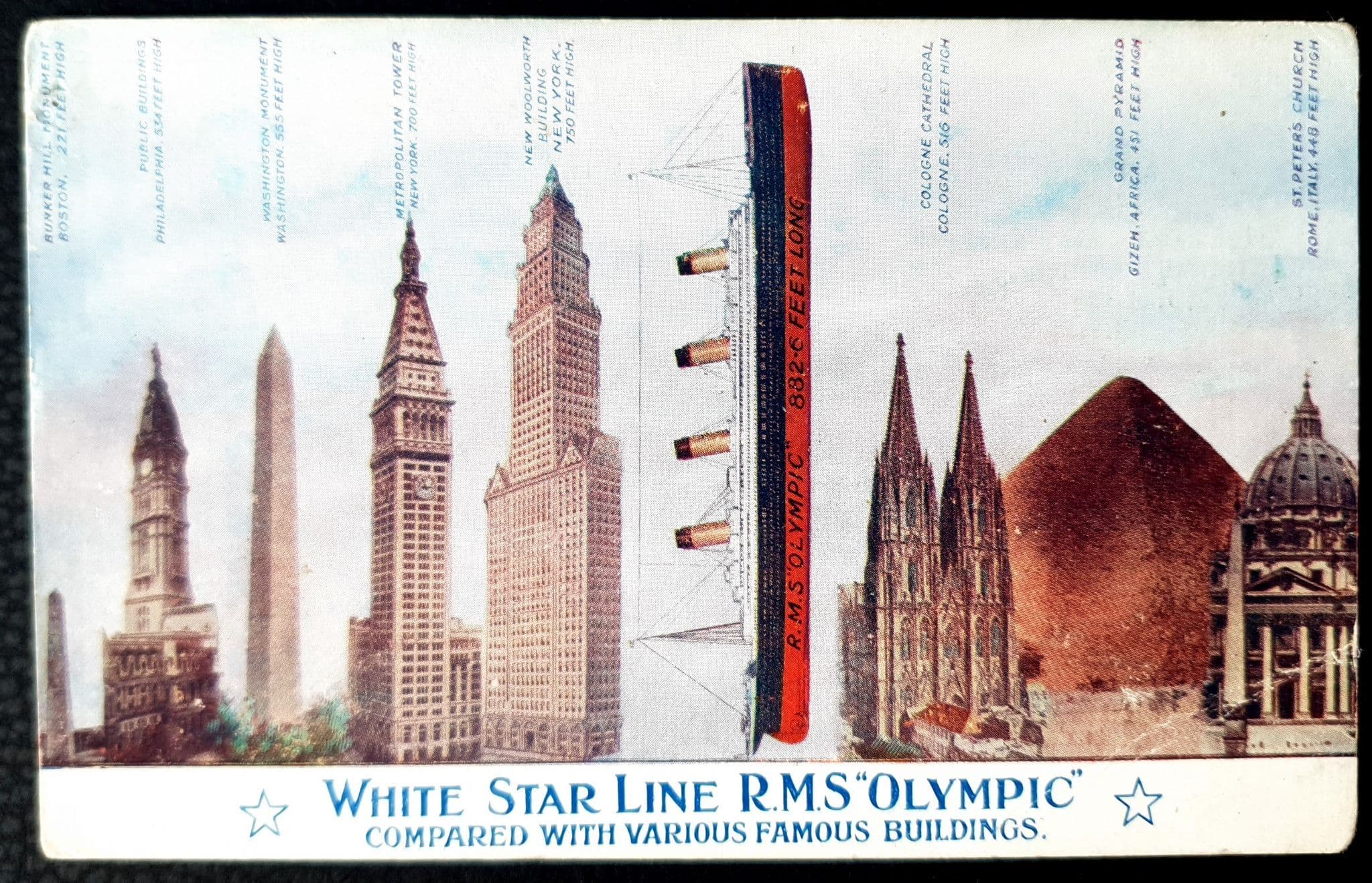 RMS Olympic Comparison Postcard