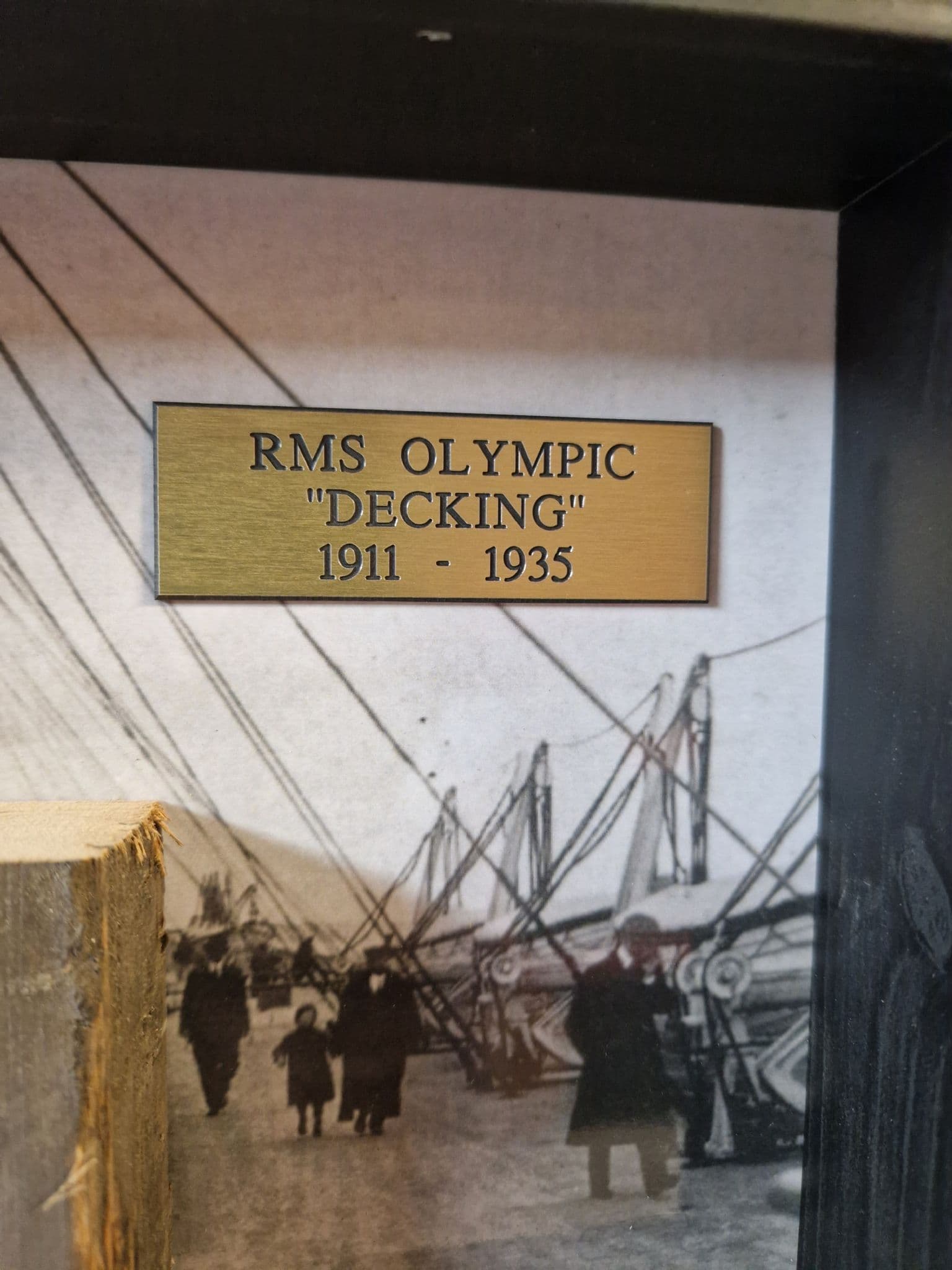 RMS Olympic - Original 1911 Decking Framed Presentation