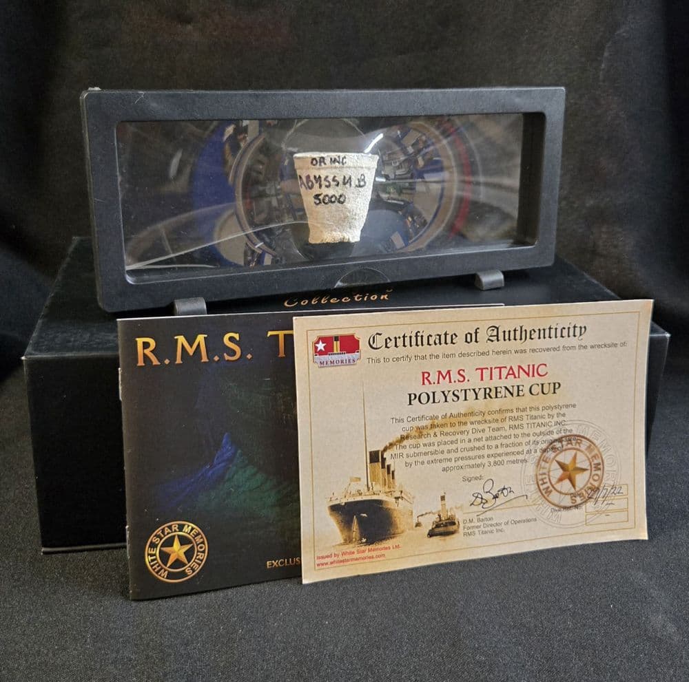 RMS Titanic Polystyrene Cup from the depths of the wreck