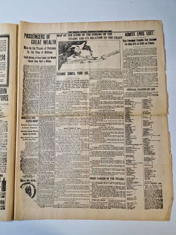 Titanic Disaster Newspaper dated 16th April 1912 repro