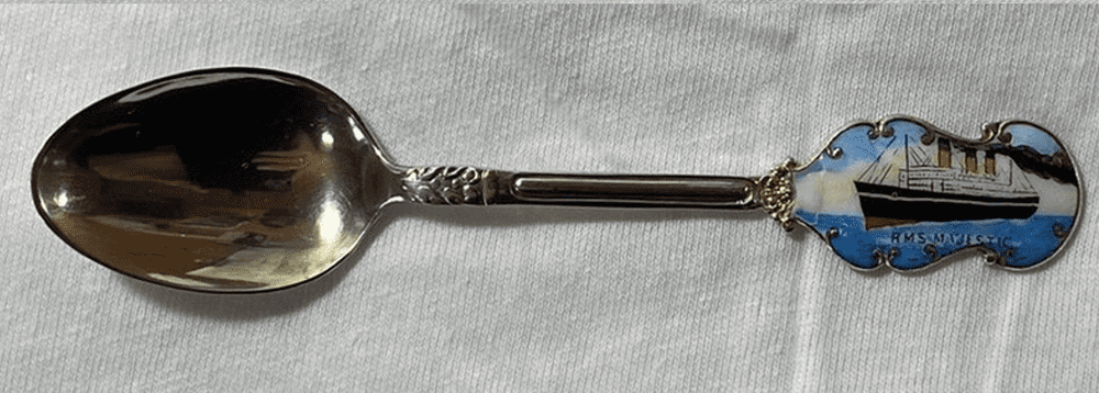 White Star Line RMS Majestic Souvenir Enamel/Silver Spoon
