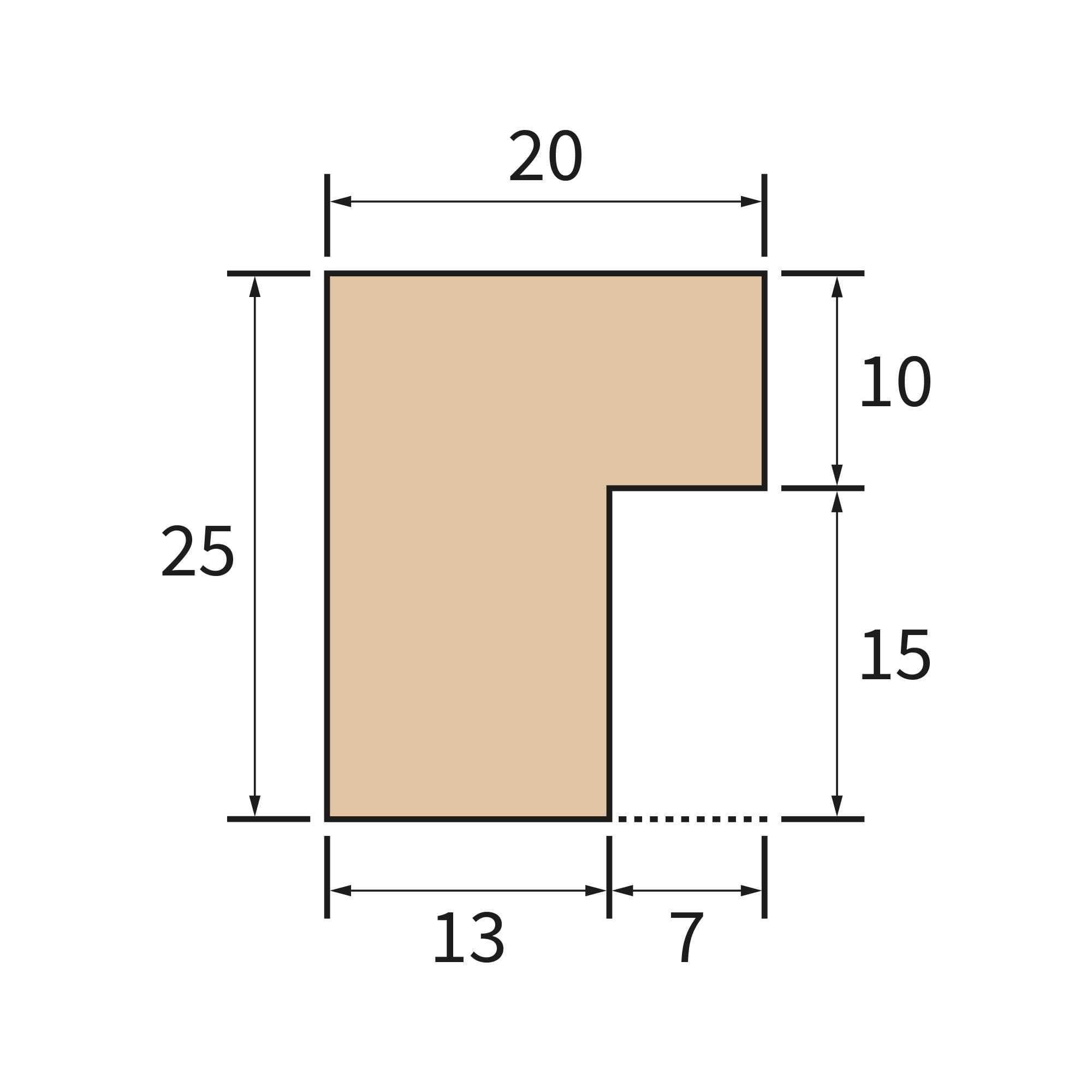 Flat Oak-Finish MDF Moulding 20mm x 25mm - 4 x ONE METRE lengths