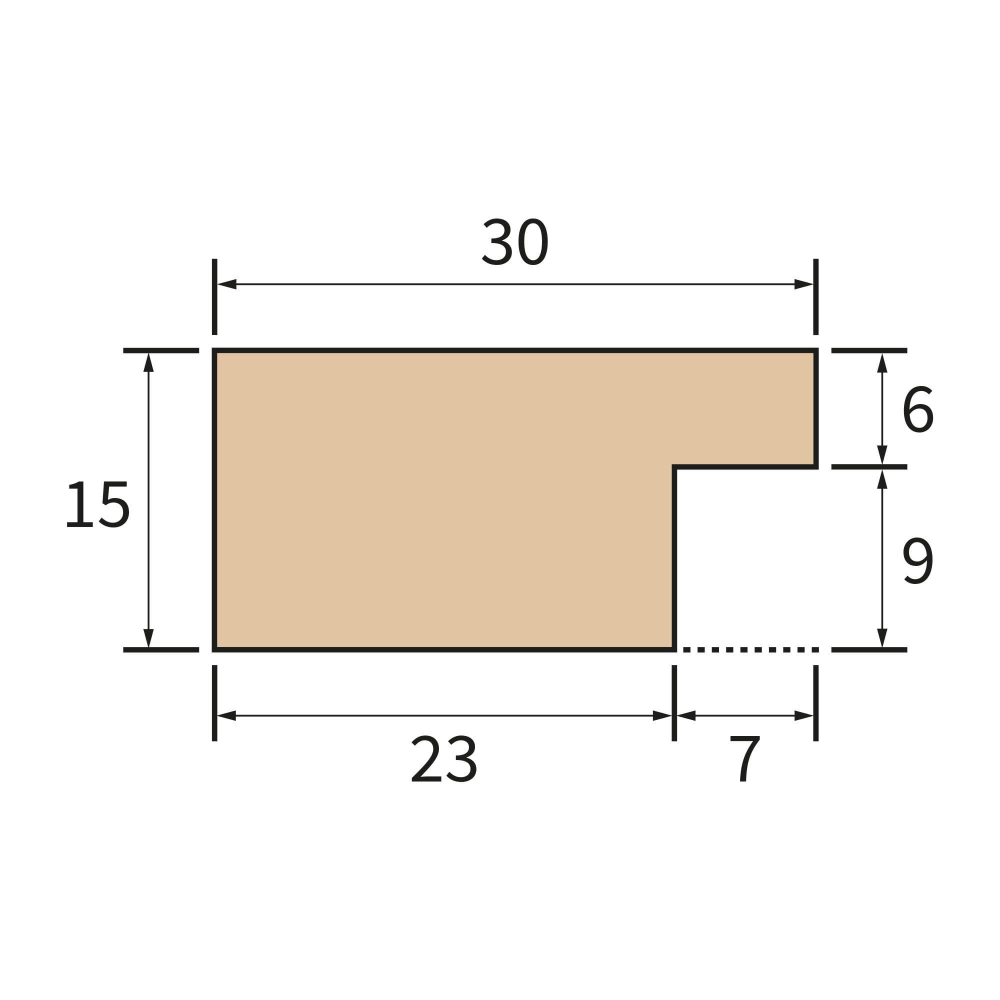 Flat Oak MDF Moulding 30mm x 15mm - 4 x ONE METRE lengths